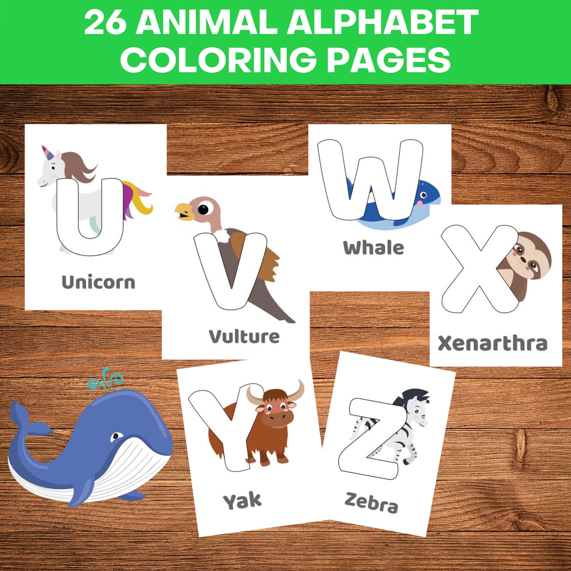 26 Printable Animal Alphabet Coloring Pages Bundle Cute - Etsy