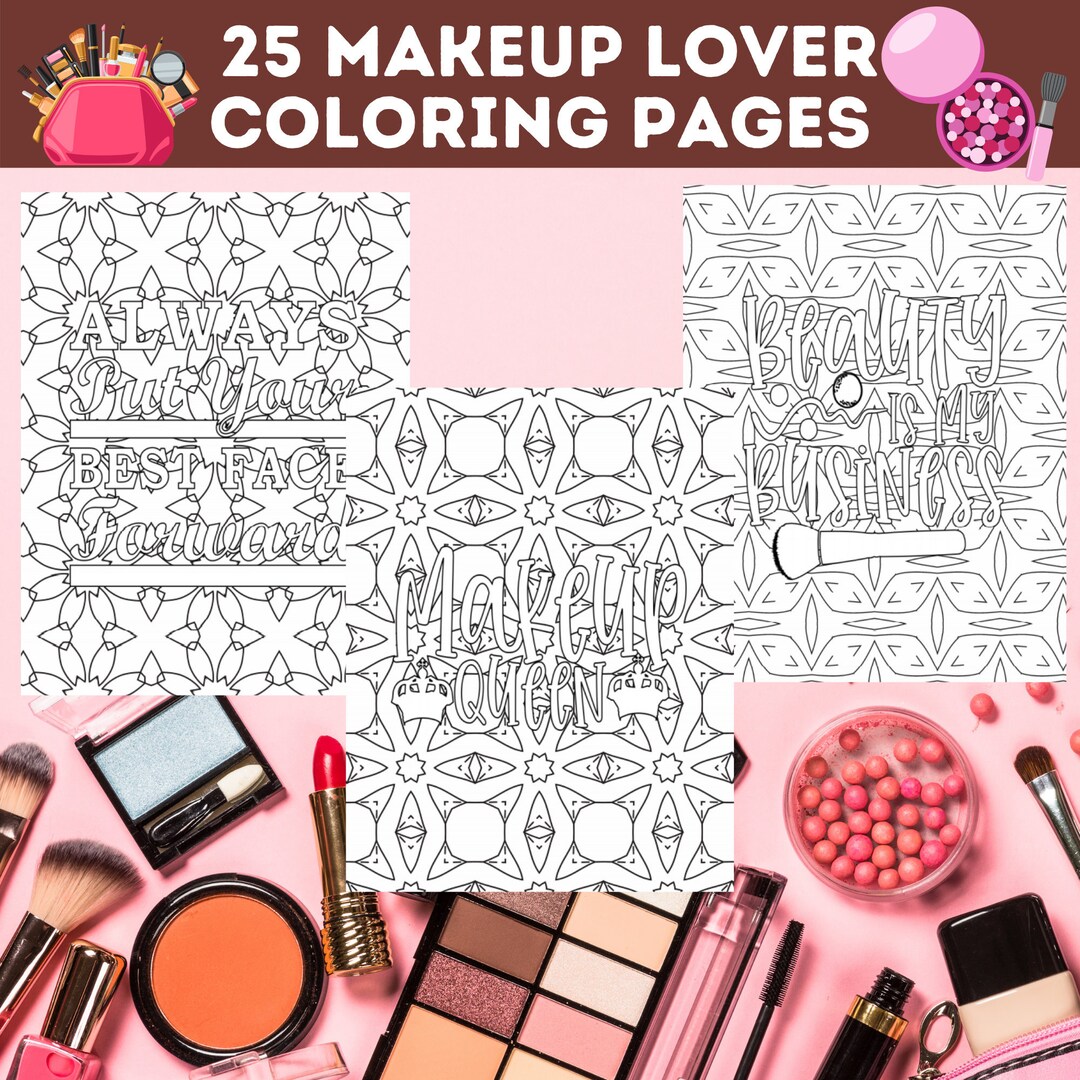 25 Makeup Lover Coloring Pages Bundle, Glamour Makeup Printable ...