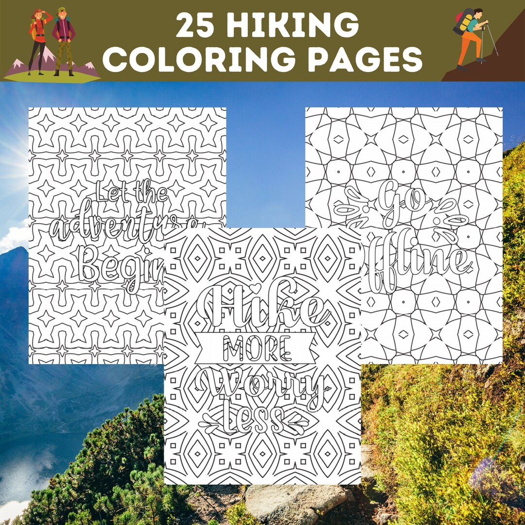 25 Hiking Coloring Pages, Great Outdoor Adventures Printables, Hiking ...