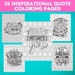 35 Printable Inspirational Quote Coloring Pages Bundle, Motivational ...