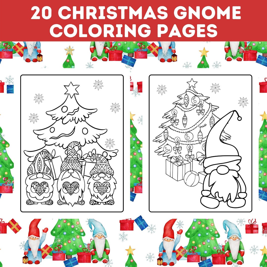 20 Christmas Gnome Coloring Pages for Kids, Christmas Kids Printables ...