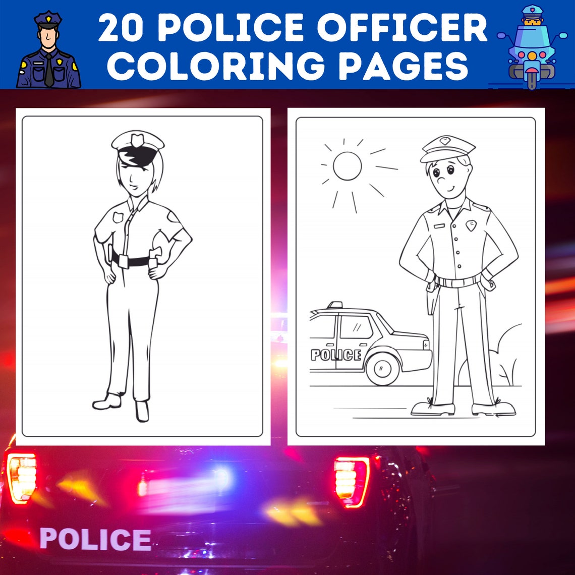 20 Police Officer Coloring Pages Bundle Policeman Policewoman - Etsy