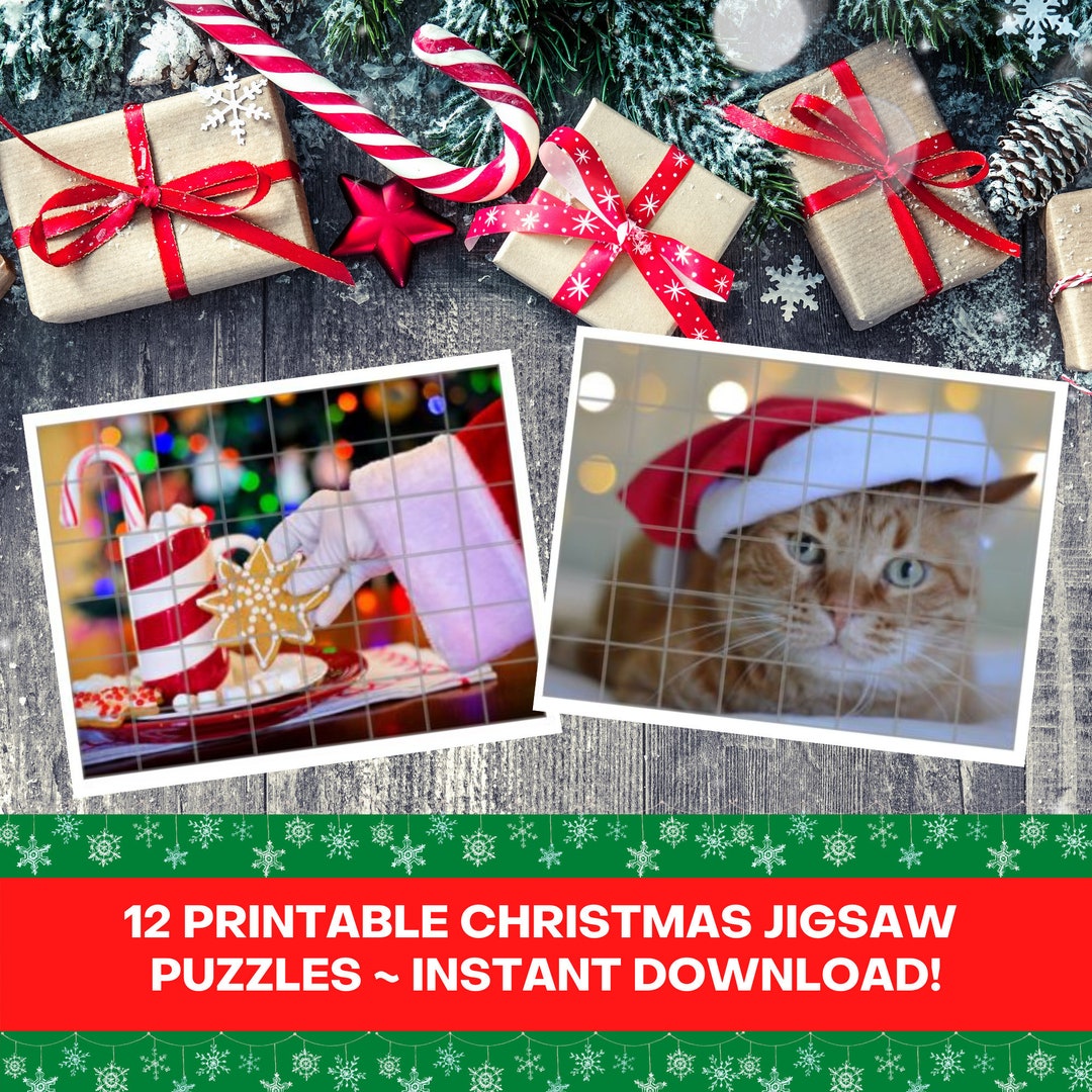 12 Printable Christmas Jigsaw Puzzles Bundle, Each Jigsaw Has 48 Pieces ...
