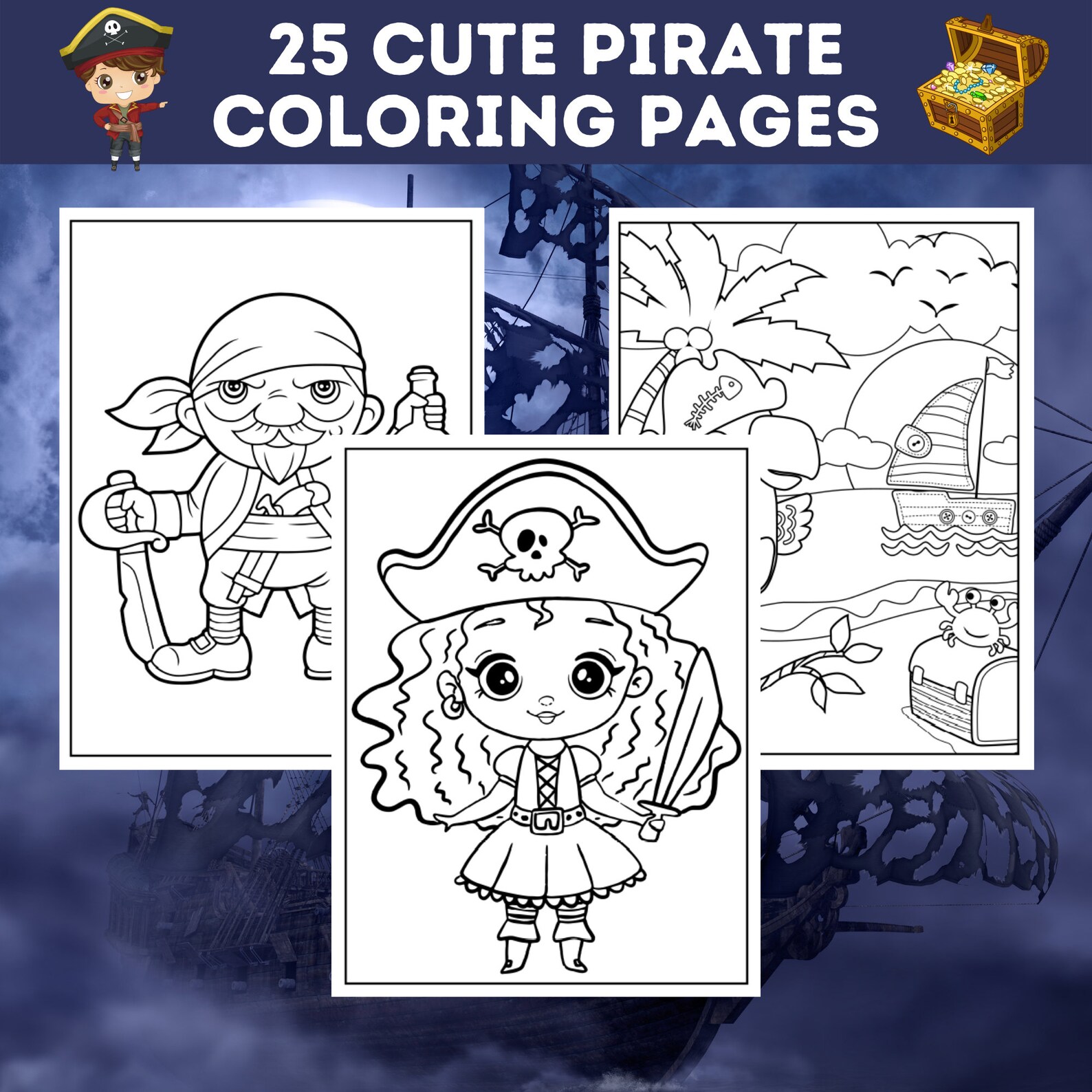 25 Cute Pirate Coloring Pages, Pirate Printable, Pirates, Ship, Parrots ...