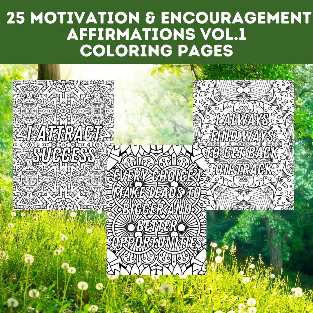 25 Motivation and Encouragement Affirmations Mandala Background ...