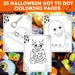 25 Kids Halloween Dot to Dot Coloring Pages Bundle, Ghosts, Witches ...