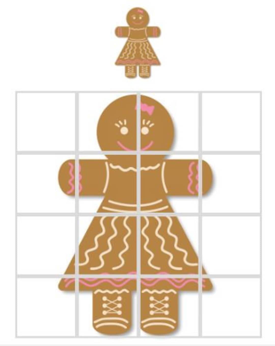 Rompecabezas imprimible de Navidad de galleta de jengibre, rompecabezas ...