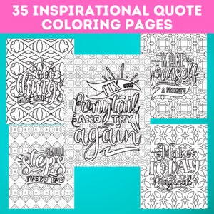 35 Printable Inspirational Quote Coloring Pages Bundle, Motivational ...