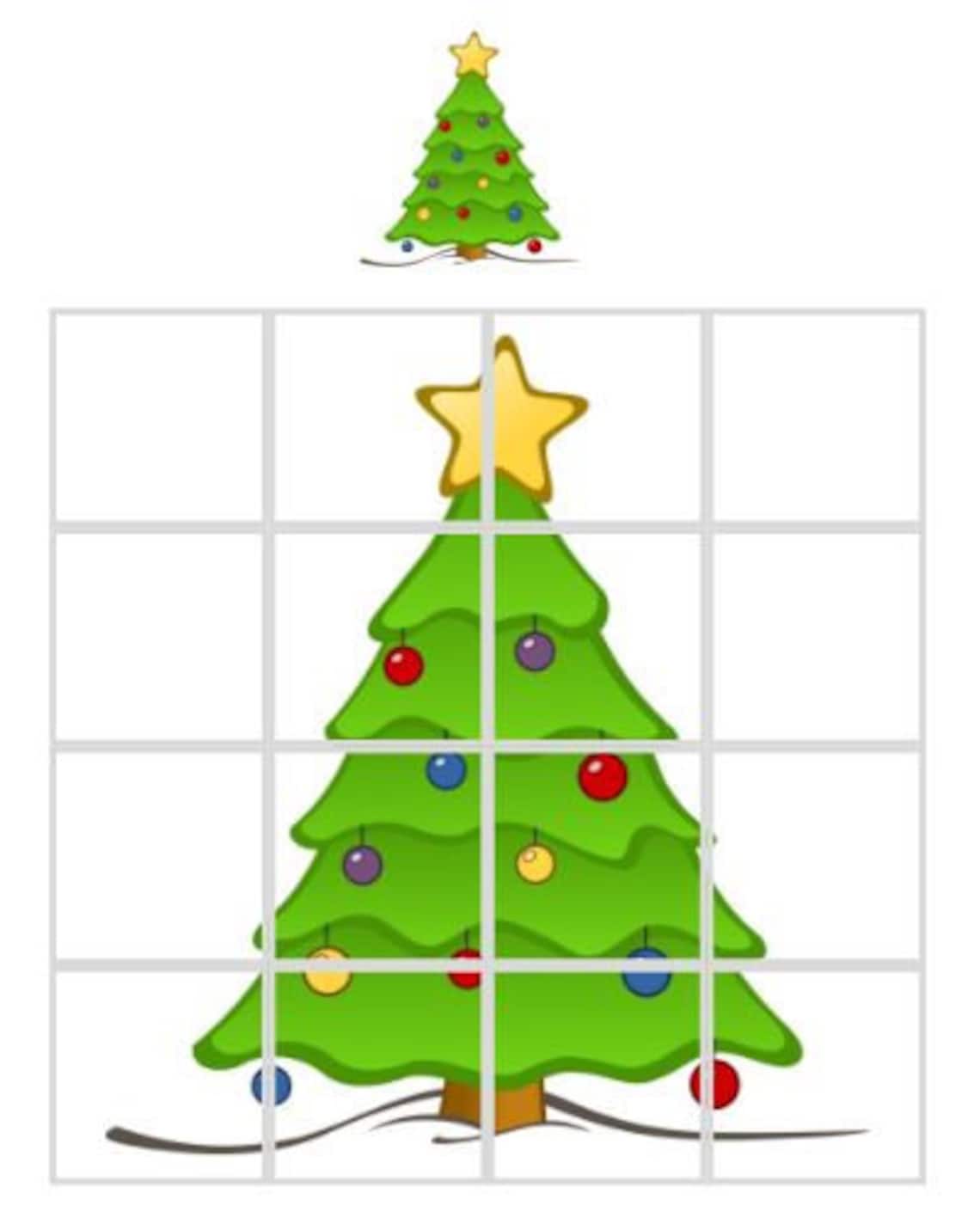 Christmas Tree Printable Jigsaw Puzzle, 16 Piece Jigsaw, Jigsaw Puzzle ...