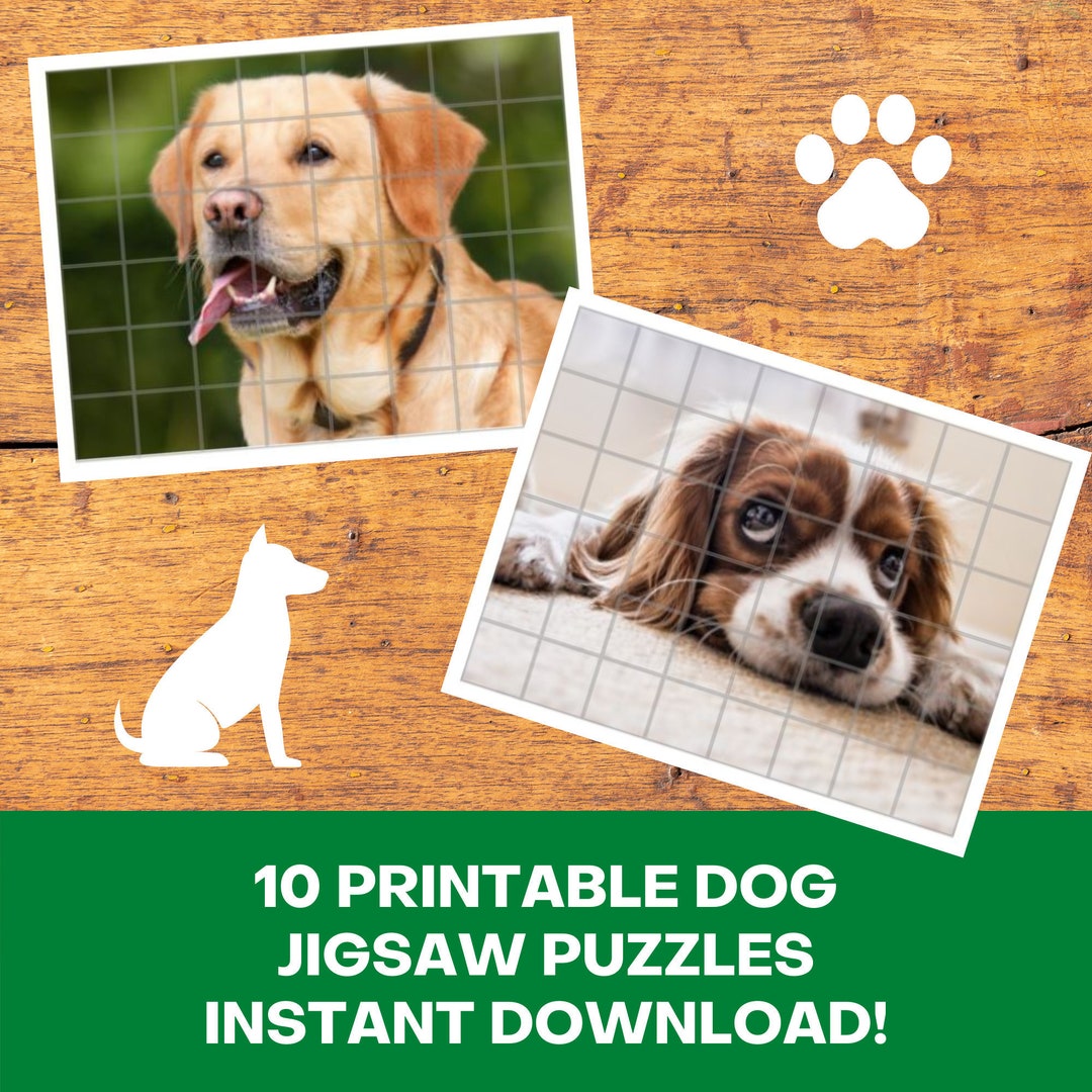 10 Printable Dog Jigsaw Puzzles Bundle, Each Jigsaw Has 48 Pieces, Dog ...