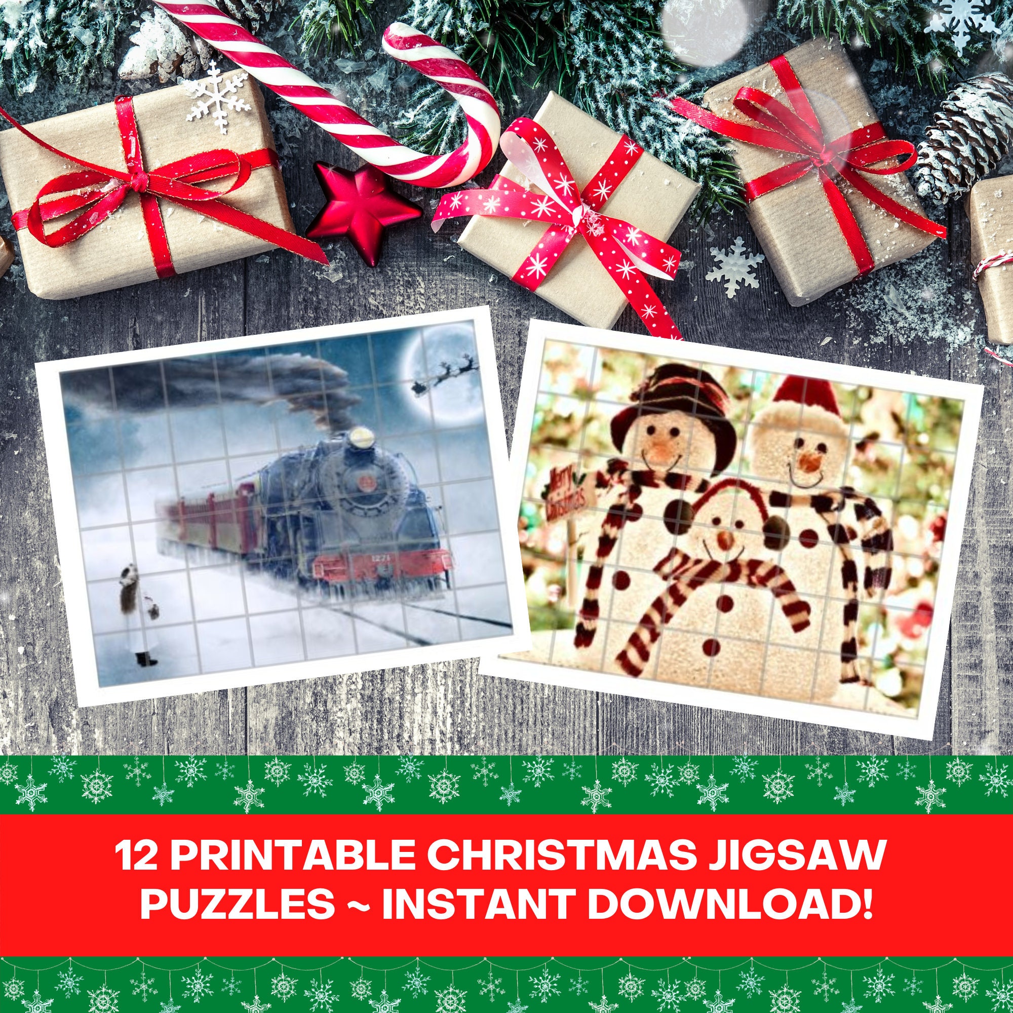 12 Printable Christmas Jigsaw Puzzles Bundle Each Jigsaw Has - Etsy ...