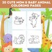 20 Cute Mom and Baby Animal Coloring Pages Bundle, Cute Baby Animal ...
