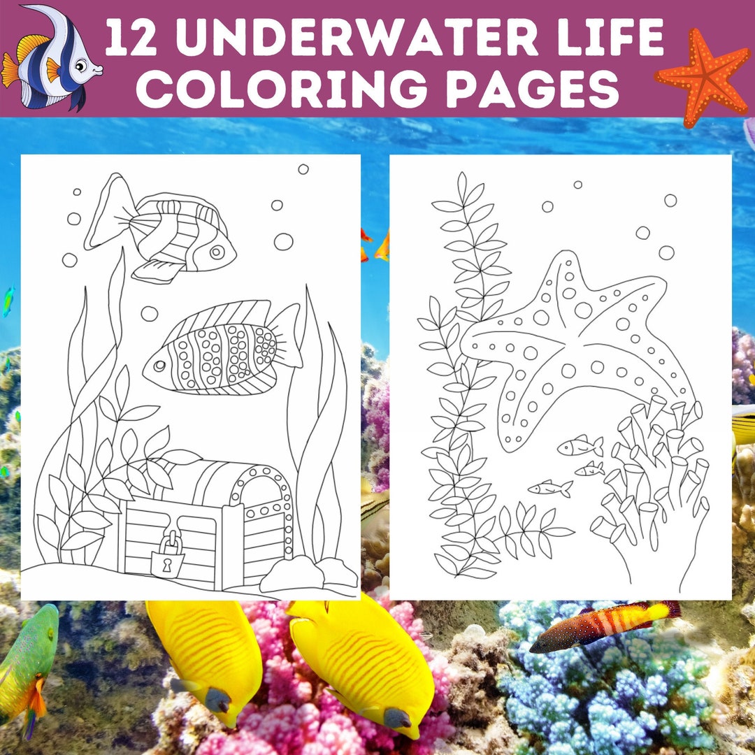 12 Beautiful Underwater Sea Coloring Pages, Marine Life Printable ...