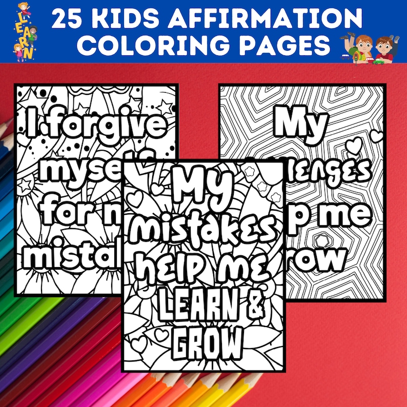 25 Kids Affirmation Coloring Pages, Kids Motivation Inspiration ...
