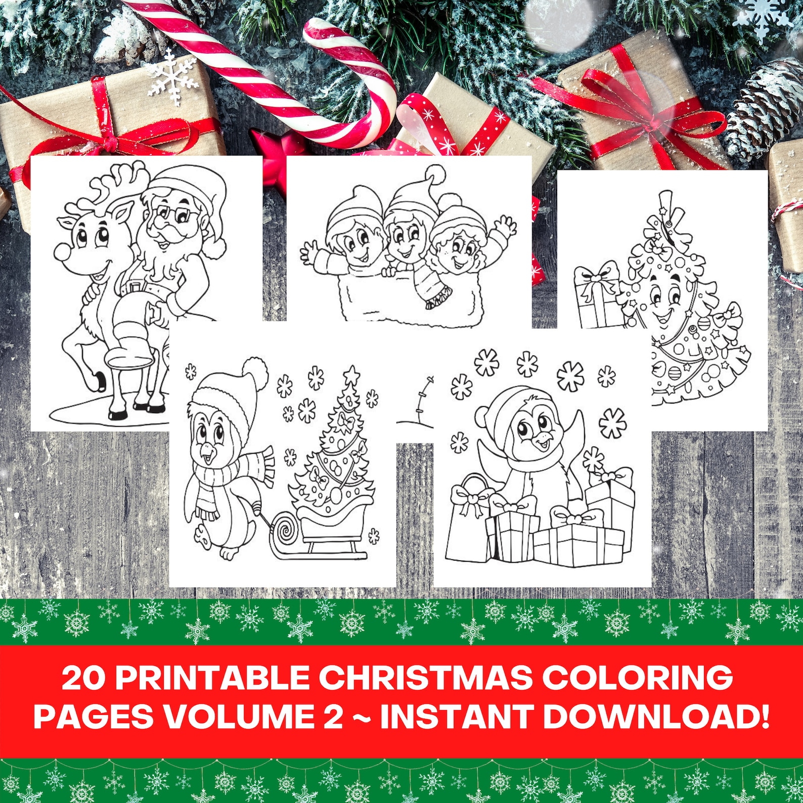 20 Printable Christmas Coloring Pages Bundle VOLUME 2 20 Fun - Etsy