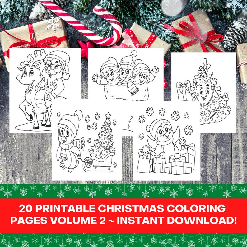 20 Printable Christmas Coloring Pages Bundle VOLUME 2 20 Fun - Etsy