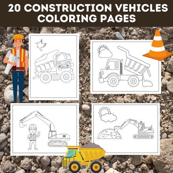 20 Construction Vehicle Coloring Pages Bundle Construction - Etsy