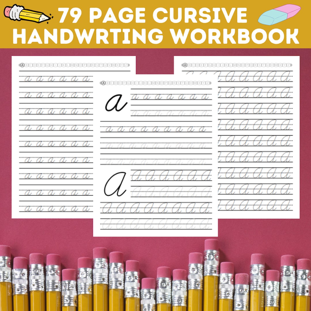 79 Page Cursive Handwriting Workbook, Trace Cursive Letter Alphabet ...