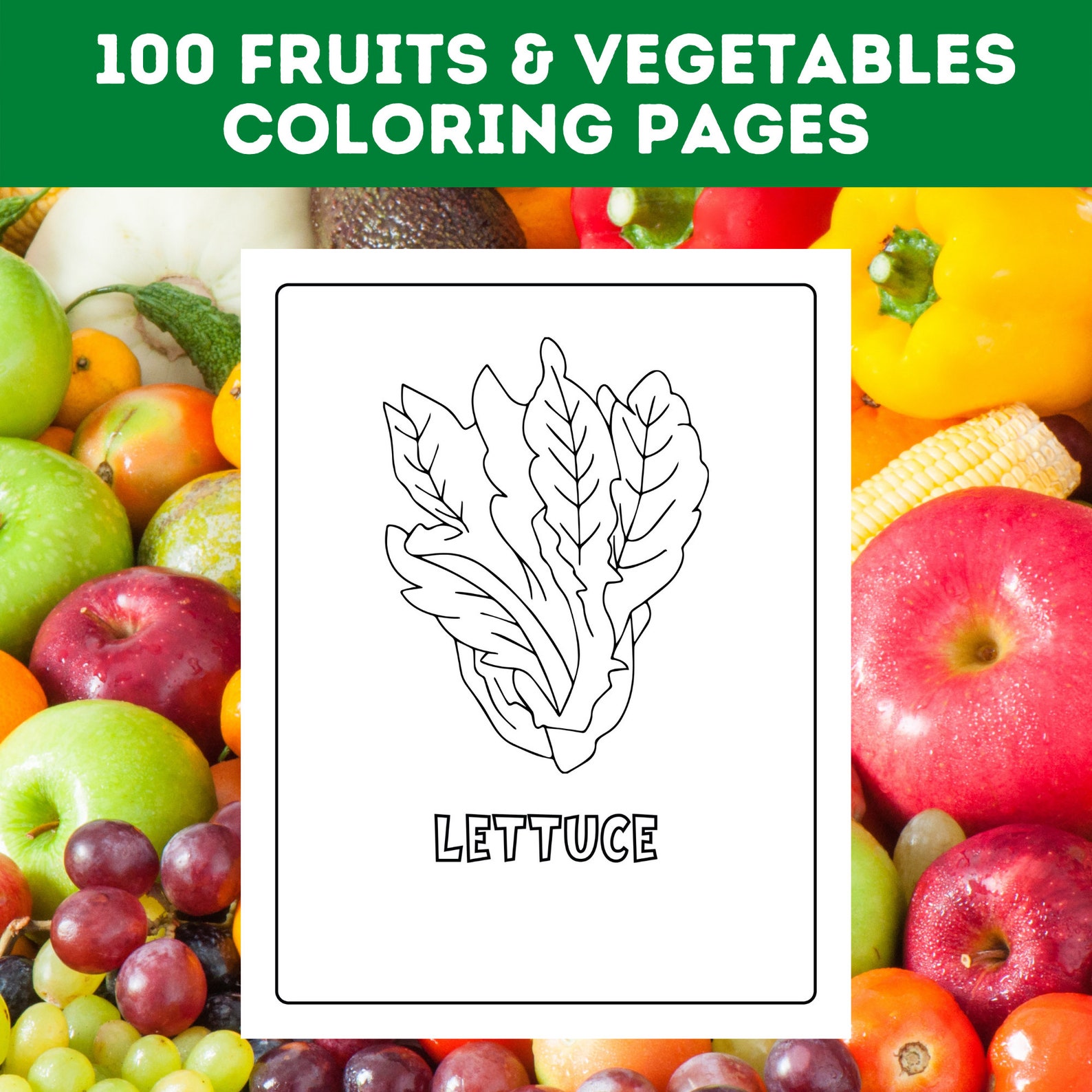 100 Fruits & Vegetables Coloring Pages Bundle Fruits and - Etsy