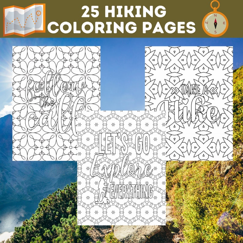 25 Hiking Coloring Pages, Great Outdoor Adventures Printables, Hiking ...