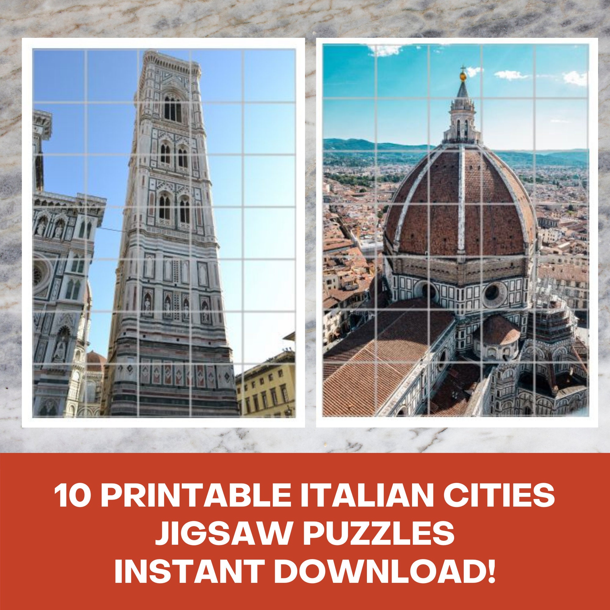 10 Printable Italian Cities Jigsaw Puzzles Bundle, Each Jigsaw Has 35 ...