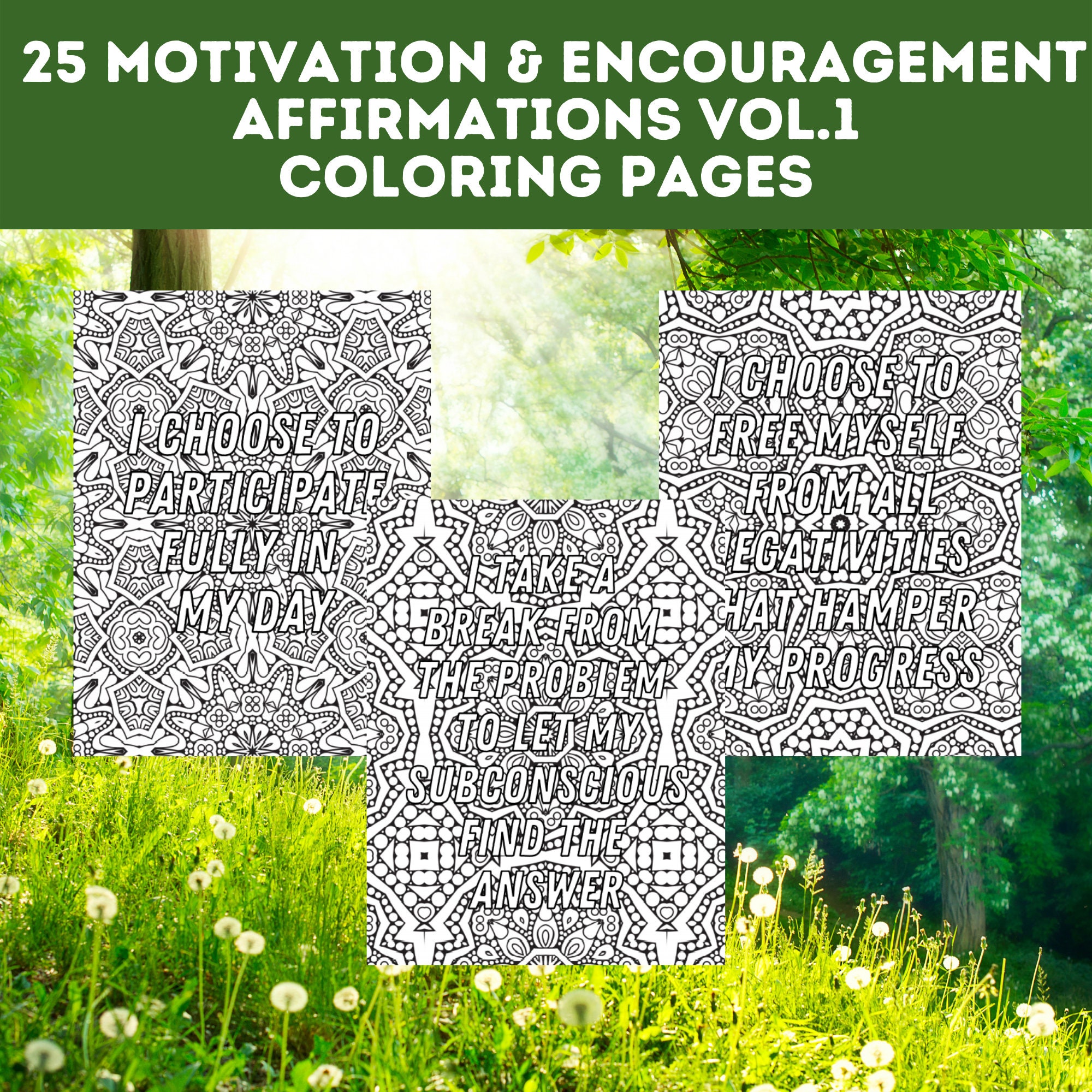 25 Motivation and Encouragement Affirmations Mandala Background ...