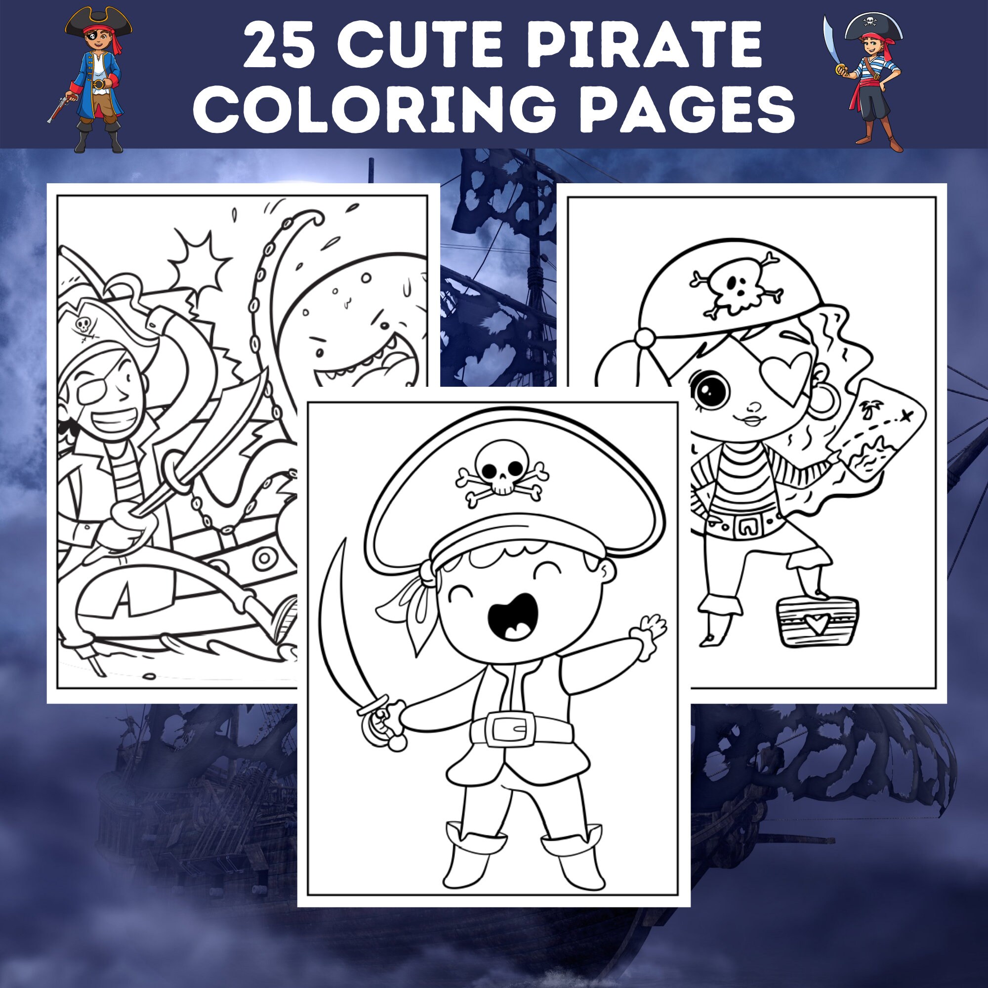25 Cute Pirate Coloring Pages, Pirate Printable, Pirates, Ship, Parrots ...