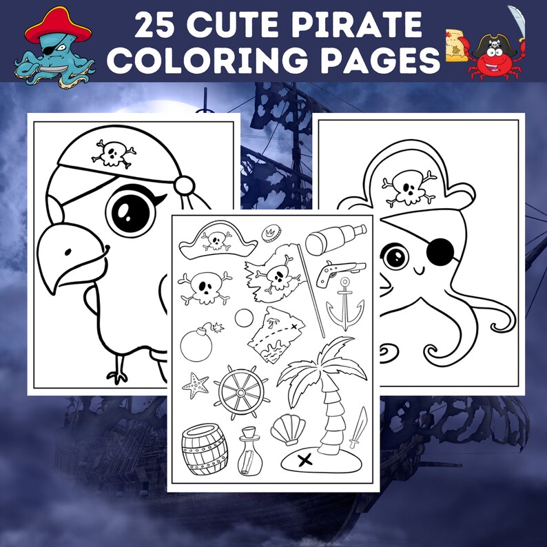 25 Cute Pirate Coloring Pages, Pirate Printable, Pirates, Ship, Parrots ...
