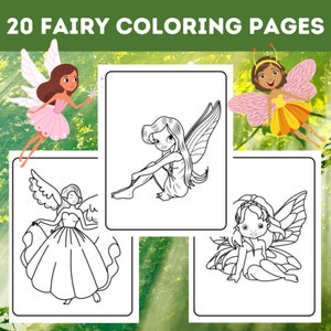 20 Printable Fairy Coloring Pages Bundle Cute Fairies | Etsy