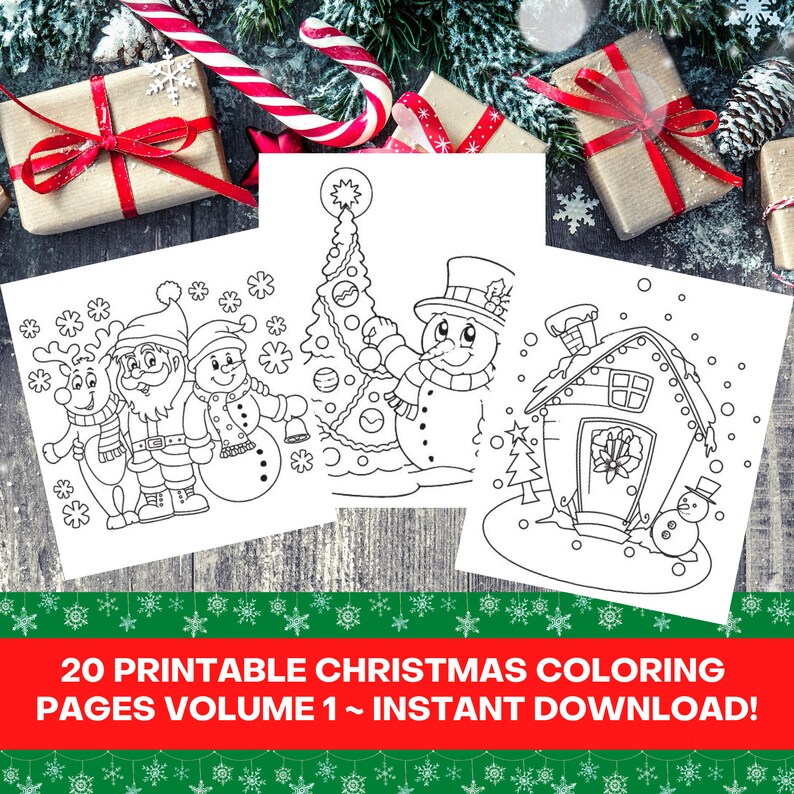 20 Printable Christmas Coloring Pages Bundle VOLUME 1, 20 Fun Christmas ...