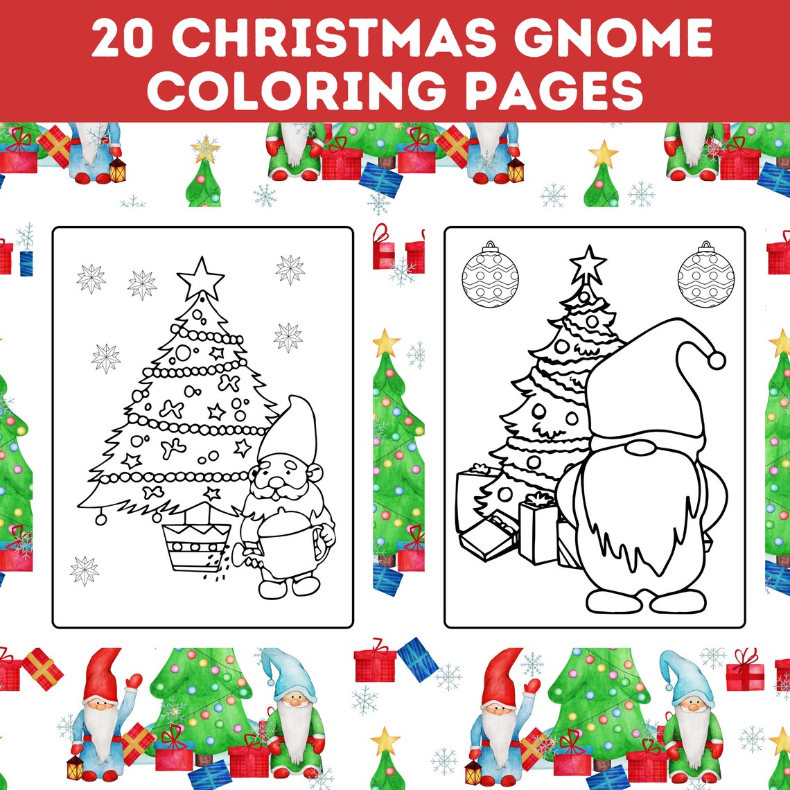 20 Christmas Gnome Coloring Pages for Kids, Christmas Kids Printables ...