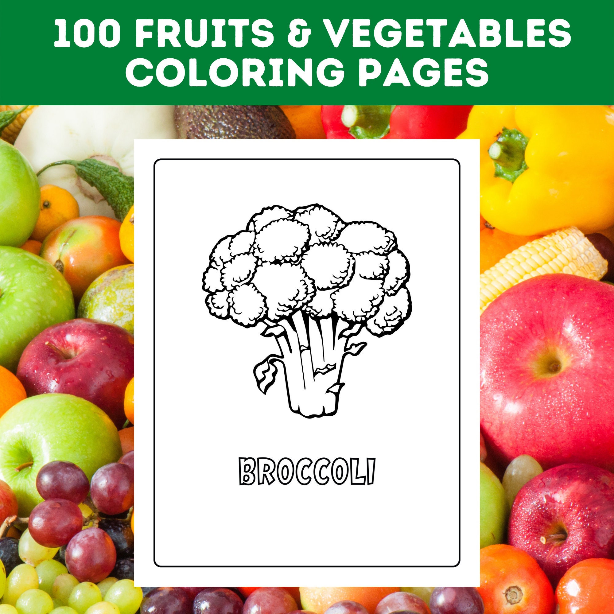 100 Fruits & Vegetables Coloring Pages Bundle Fruits and - Etsy