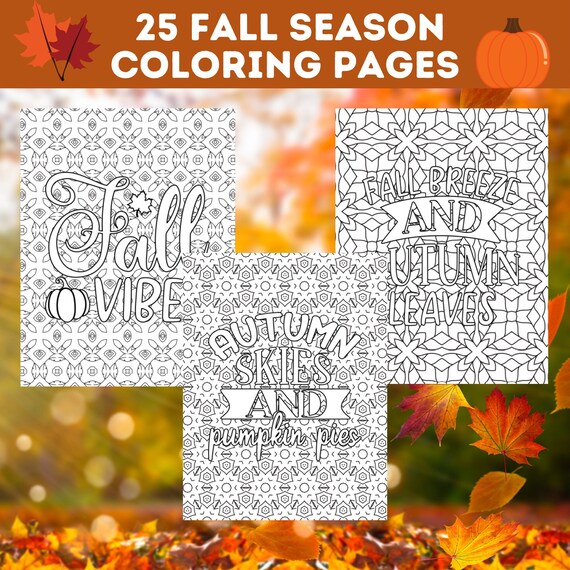 25 Fall Season Coloring Pages Bundle I Love Fall Printable | Etsy