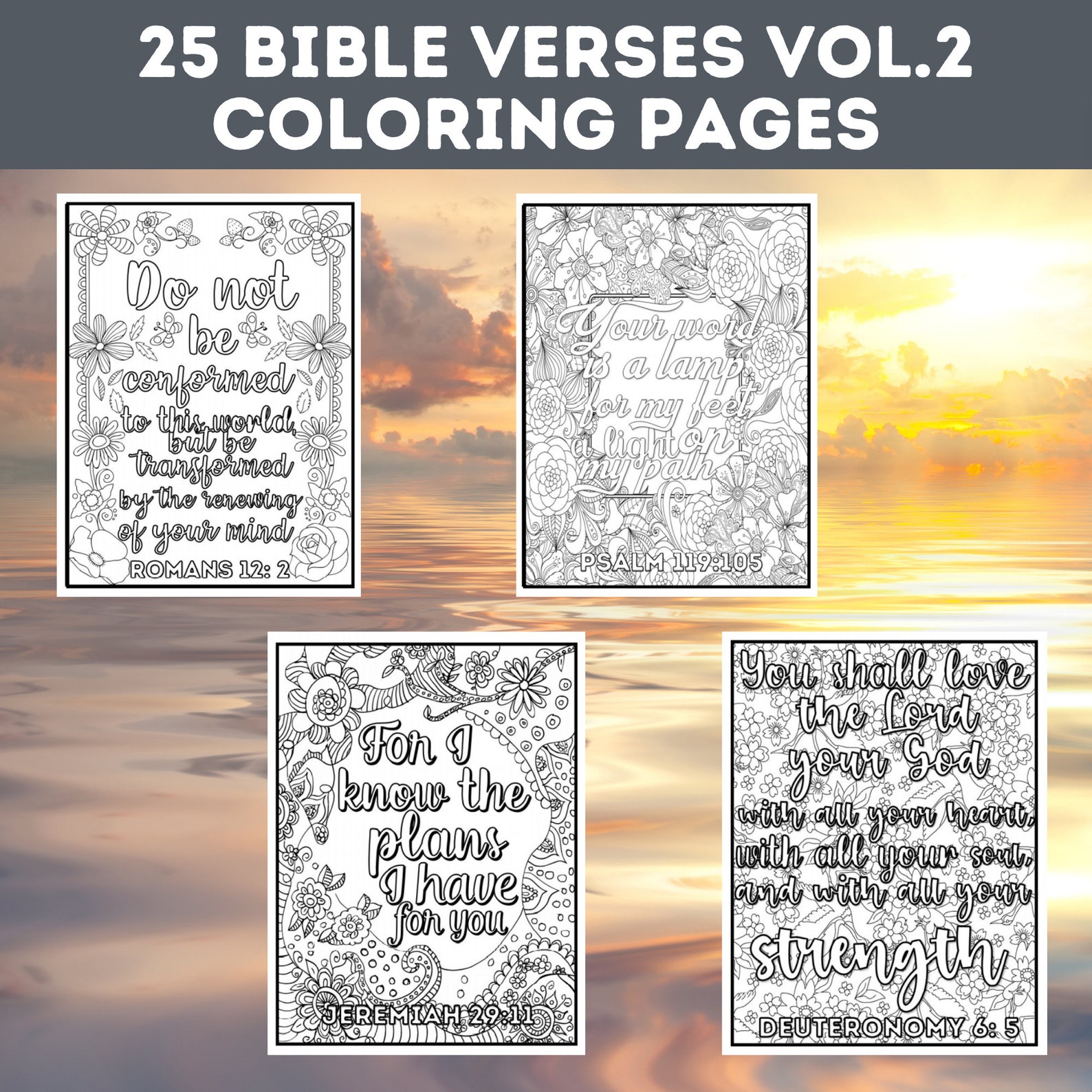 25 Bible Verses Volume 2 Coloring Pages Bundle, Bible Quotes Printable ...