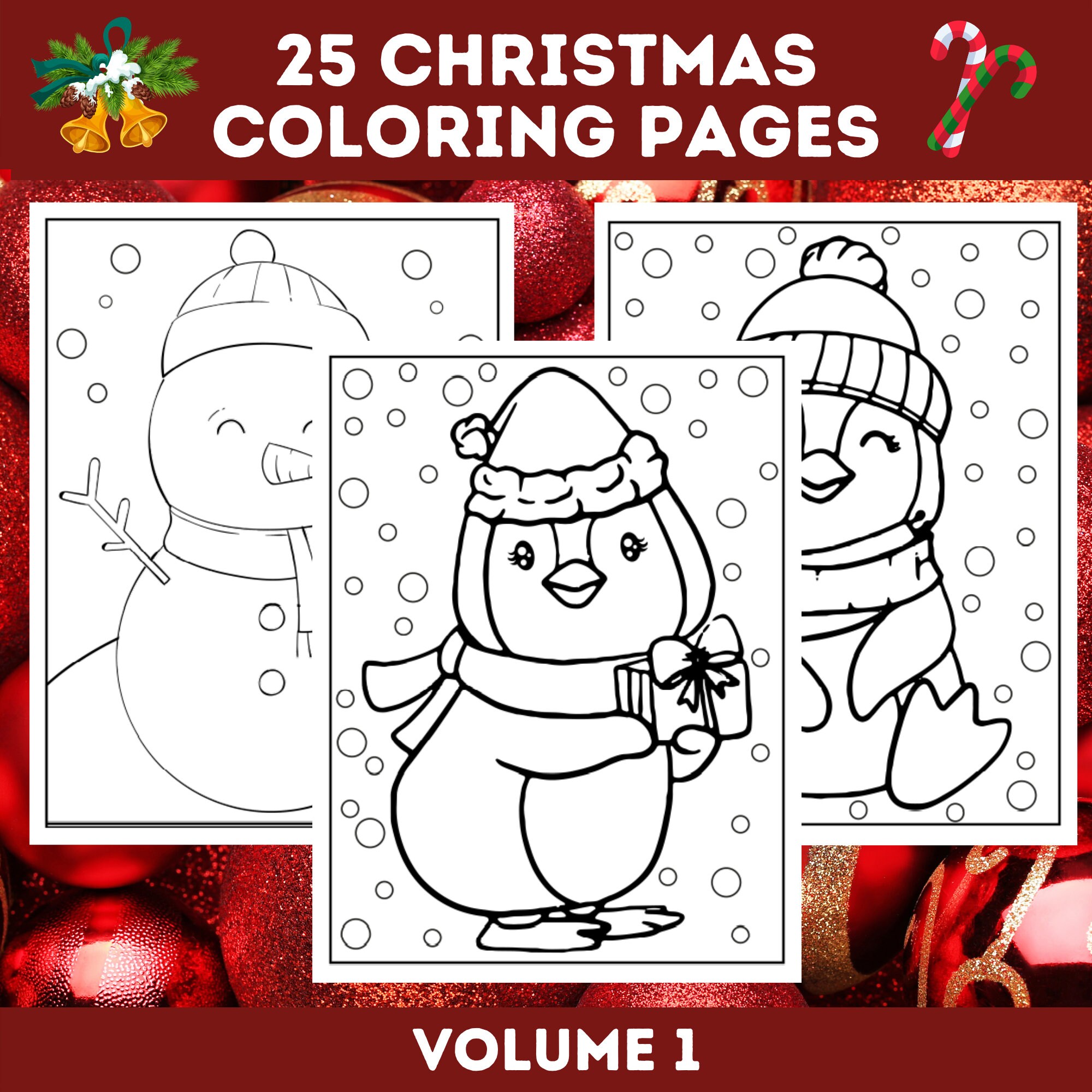 25 Kids Christmas Coloring Pages Bundle Vol. 1 Santa Claus | Etsy