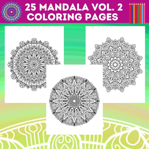 25 Beautiful Mandala Coloring Pages Bundle Volume 2 Intricate - Etsy