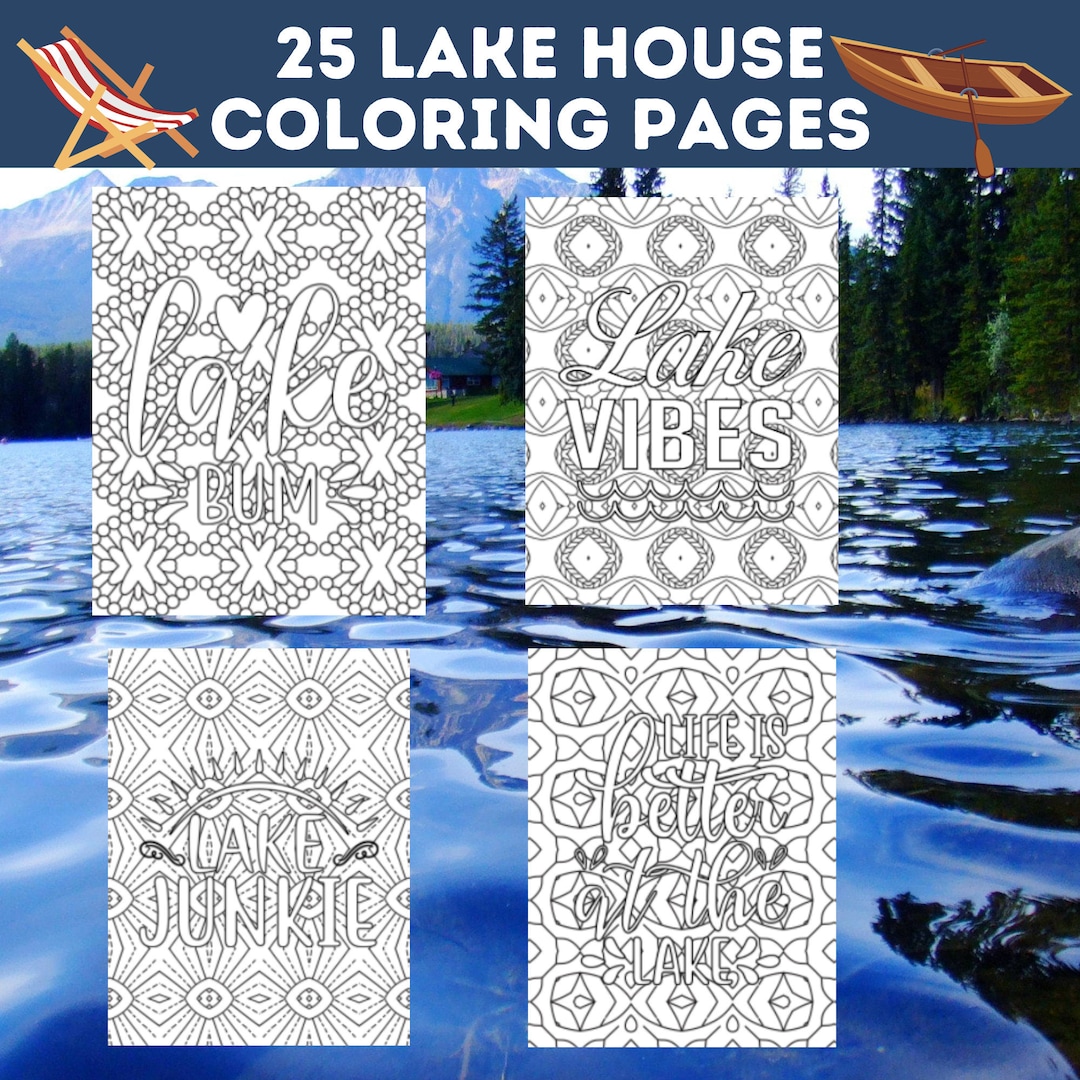 25 Lake House Coloring Pages Bundle, Lake Lover Printables, Lake ...