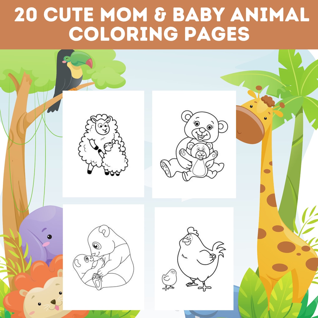 Mama And Baby Animals Coloring Pages