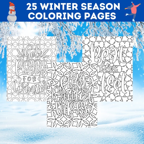 25 Winter Season Coloring Pages Bundle I Love Winter | Etsy