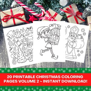 20 Printable Christmas Coloring Pages Bundle VOLUME 2, 20 Fun Christmas ...