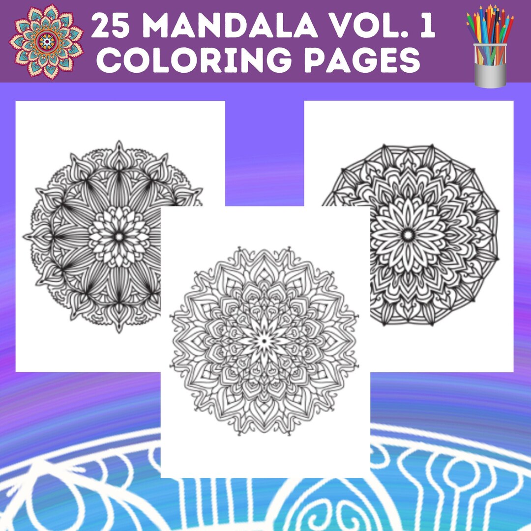 25 Beautiful Mandala Coloring Pages Bundle, Intricate Pattern Mandala ...