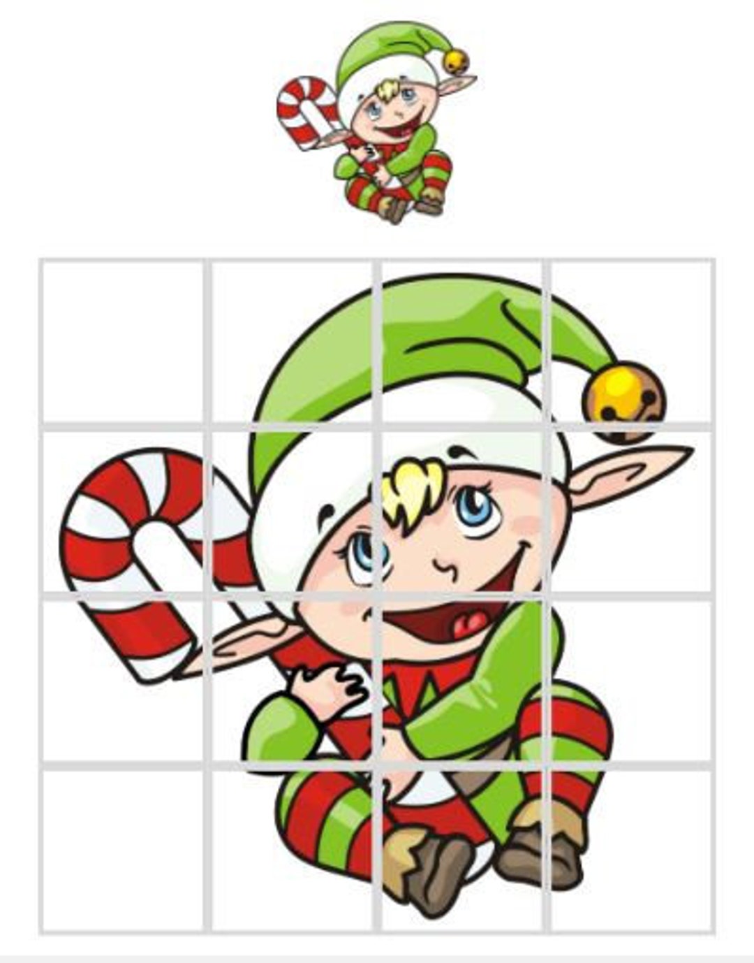 Elf Christmas Printable Jigsaw Puzzle, 16 Piece Jigsaw, Jigsaw Puzzle ...