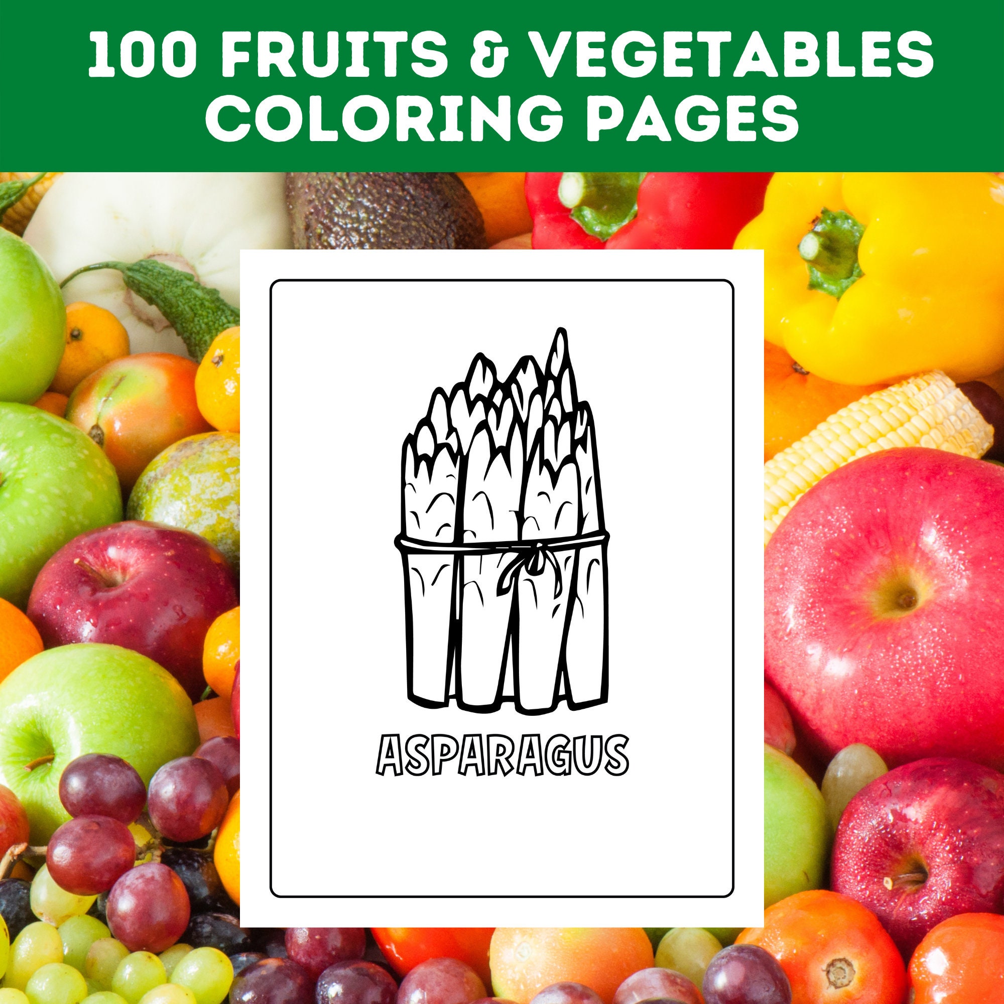 100 Fruits & Vegetables Coloring Pages Bundle Fruits and - Etsy