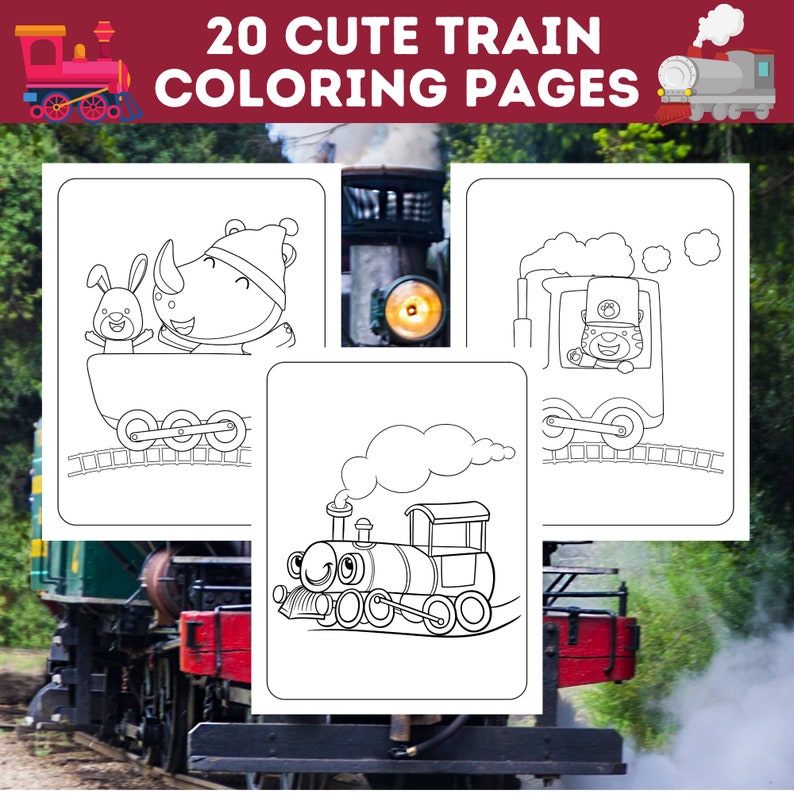 20 Cute Train Coloring Pages, Choo Choo Train Printable, Locomotive ...
