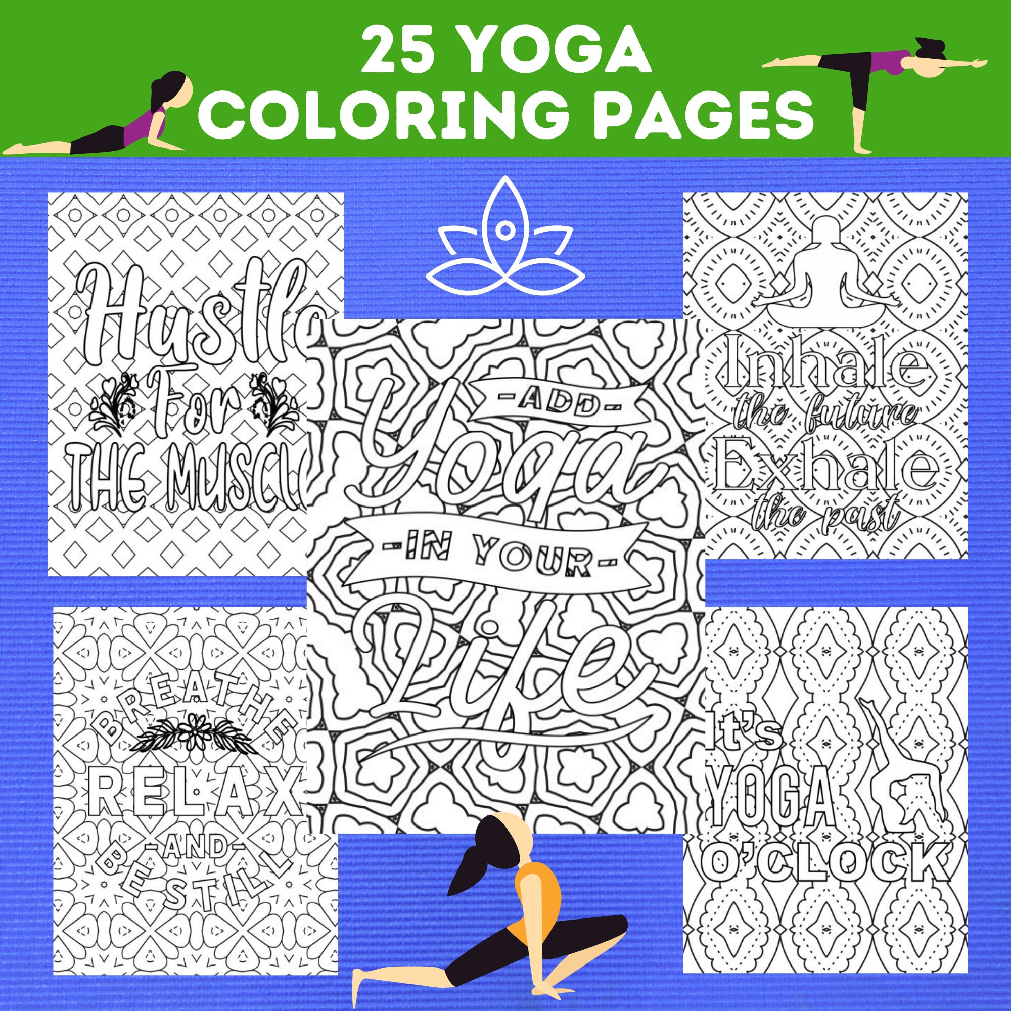 25 Printable Yoga Coloring Pages Bundle Yoga Printables Yoga - Etsy