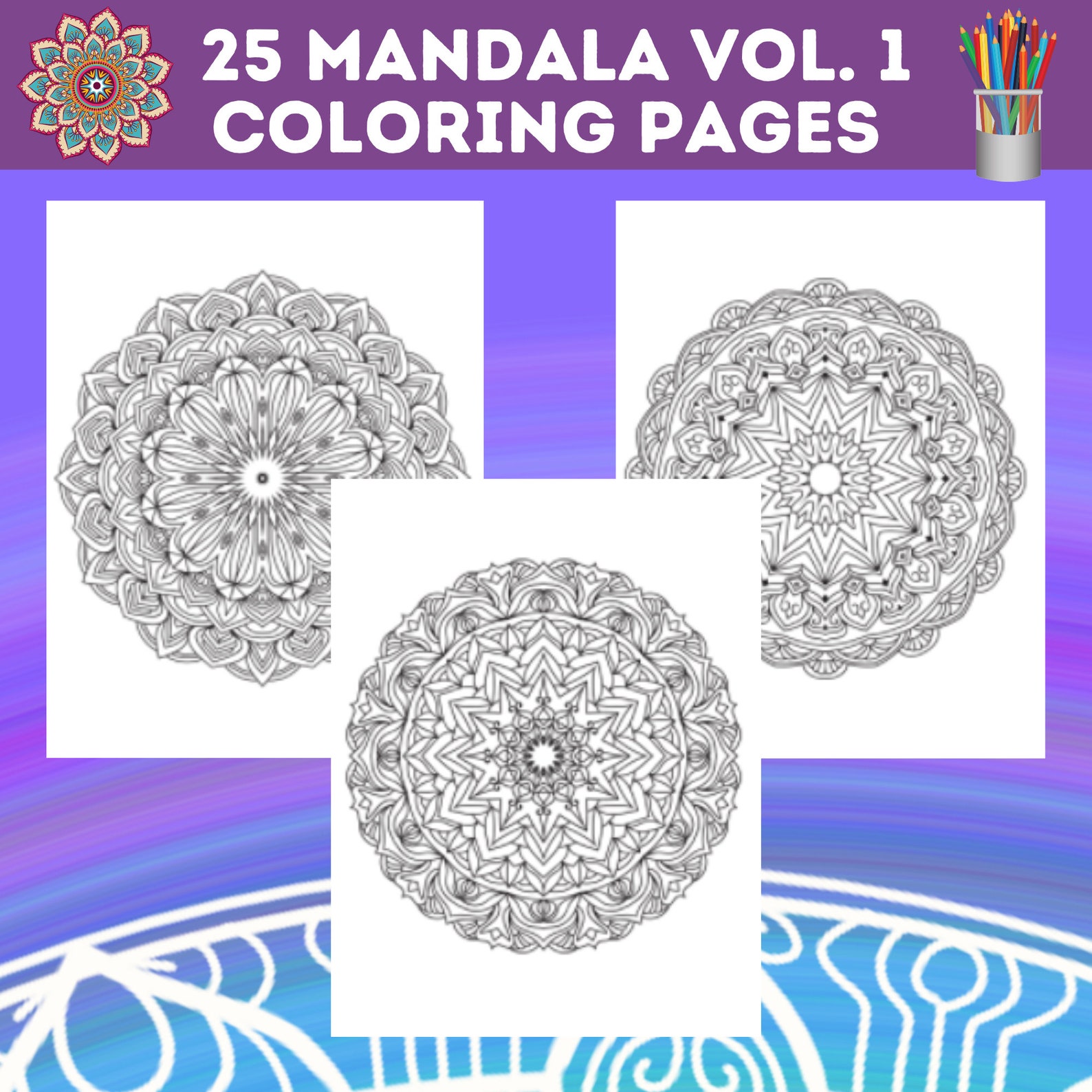 25 Beautiful Mandala Coloring Pages Bundle Intricate Pattern | Etsy