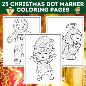 25 Kids Christmas Dot Marker Coloring Pages, Santa Claus, Reindeer ...