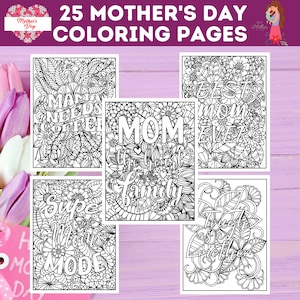 25 Printable Mother's Day Quotes Coloring Pages Bundle, Lovely Mothers ...