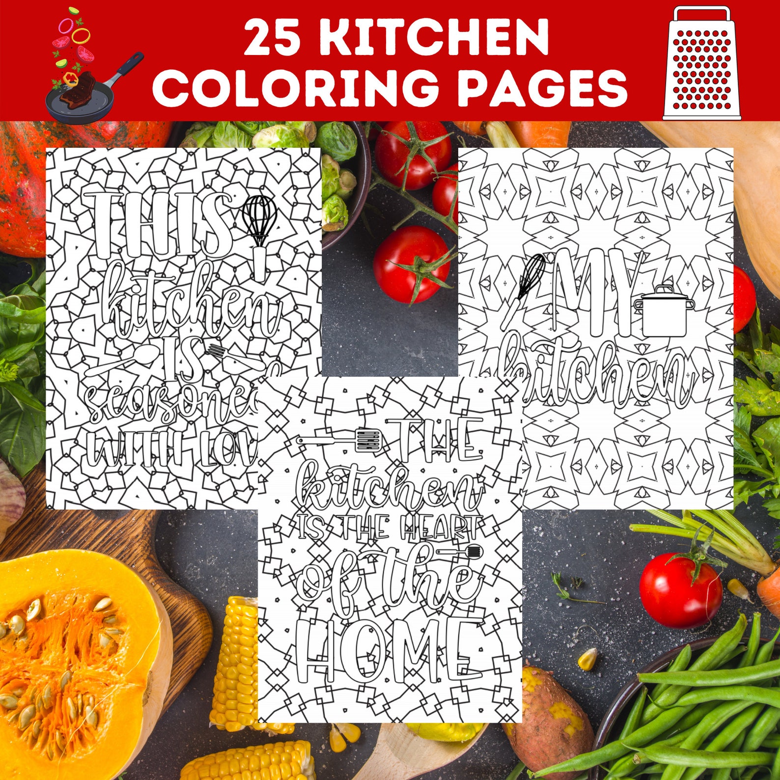 25 Kitchen Cooking Coloring Pages I Love to Cook Printable - Etsy