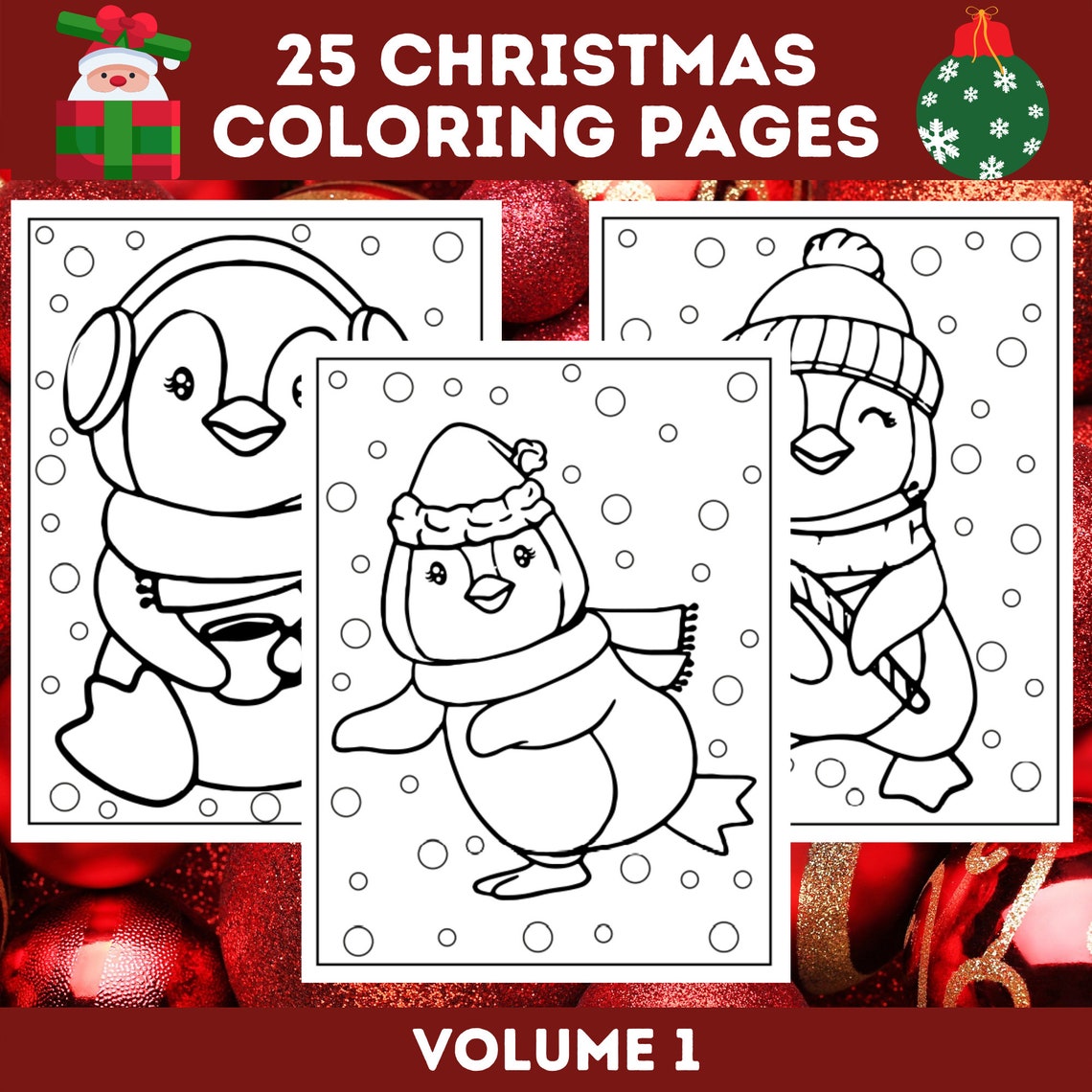 25 Kids Christmas Coloring Pages Bundle Vol. 1 Santa Claus - Etsy